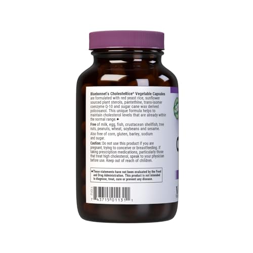 Bluebonnet Nutrition CholesteRice Vegetable Capsules, Red Yeast Rice ...