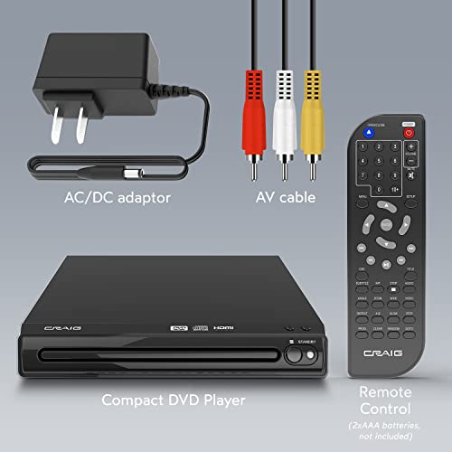 Craig CVD401A Compact HDMI DVD Player with Remote in Black | Compatible ...