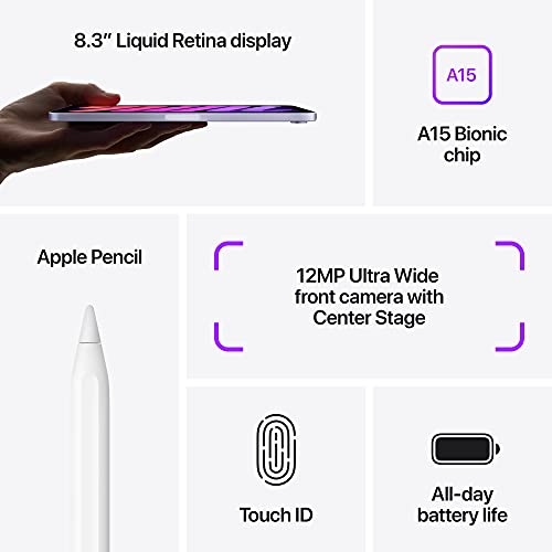 Apple iPad Mini (6th Generation): with A15 Bionic chip, 8.3-inch Liquid ...