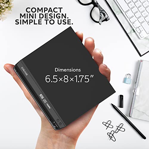 Craig CVD401A Compact HDMI DVD Player with Remote in Black | Compatible ...