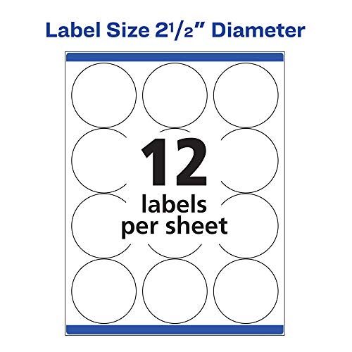 Avery High Visibility Printable Round Labels with Sure Feed, 2.5 ...