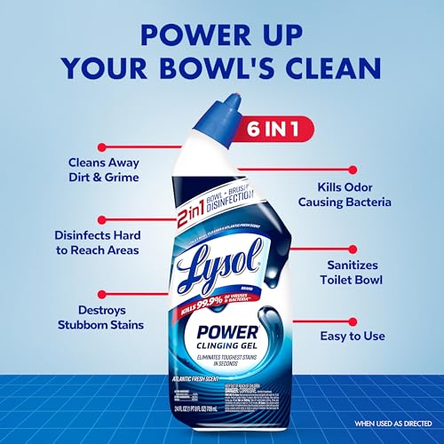 Lysol Power Toilet Bowl Cleaner Gel, For Cleaning and Disinfecting ...