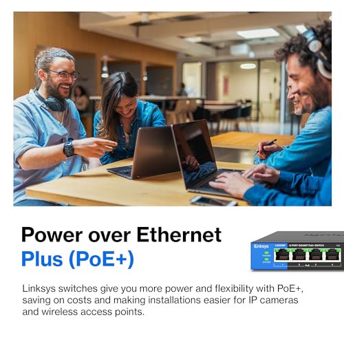 Linksys LGS108P 8 Port Gigabit Unmanaged Network PoE Switch with 4 PoE+ ...