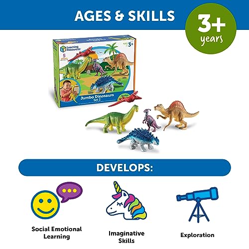 Learning Resources Jumbo Dinosaurs Expanded Set - 5 Pieces, Ages 3 ...