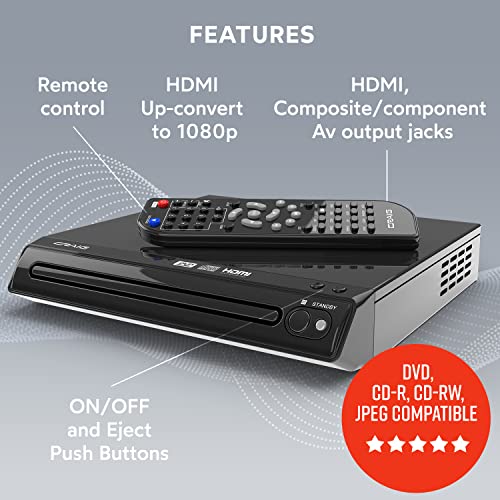 Craig CVD401A Compact HDMI DVD Player with Remote in Black | Compatible ...