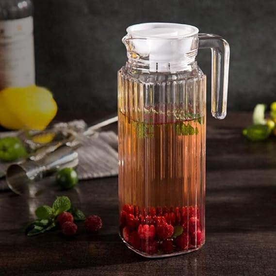 Buy GRETZOMALL 1.5l Premium Glass Water Jug with Plastic Lid & Handle ...