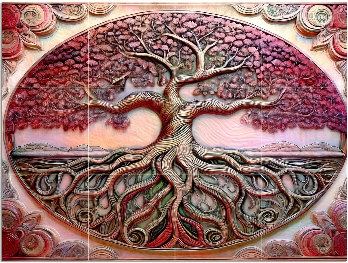 Tile Mural Tree of Life Kitchen Bathroom Shower Wall Backsplash Marble ...